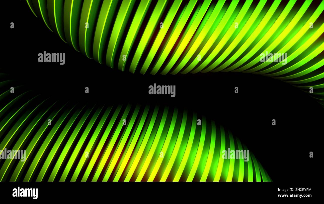 Dark background. Design. Iridescent multi-colored stripes in 3D format ...