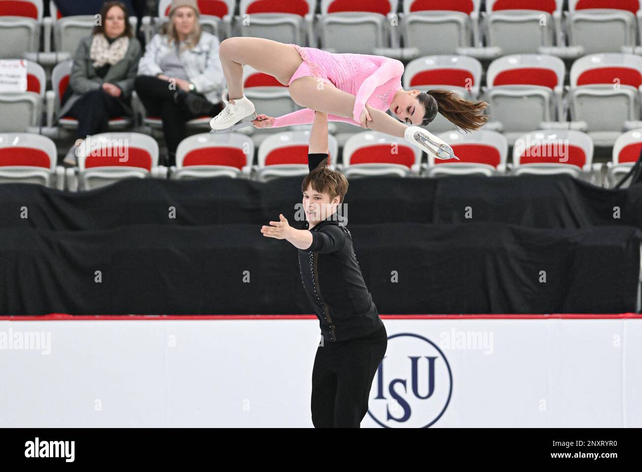Sophia BARAM & Daniel TIOUMENTSEV (USA), during Junior Pairs Short ...