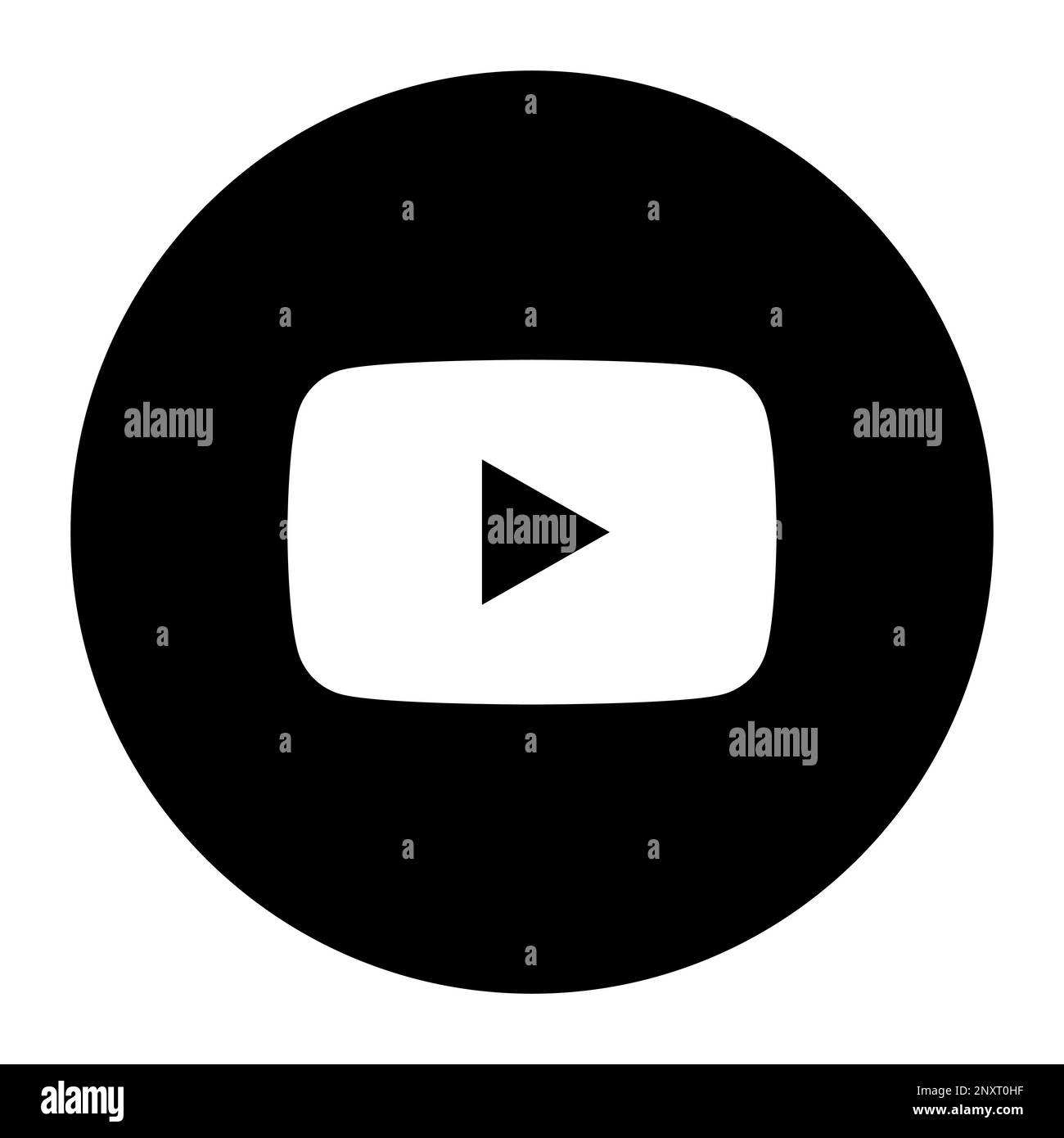 Youtube social media app icon. Black silhouete circle shape vector ...
