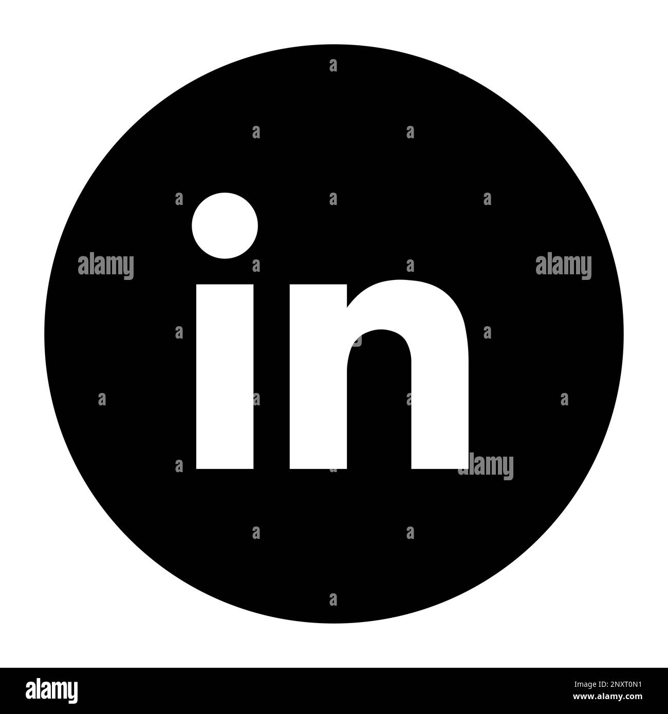 LinkedIn social media app icon. Black silhouete circle shape vector ...