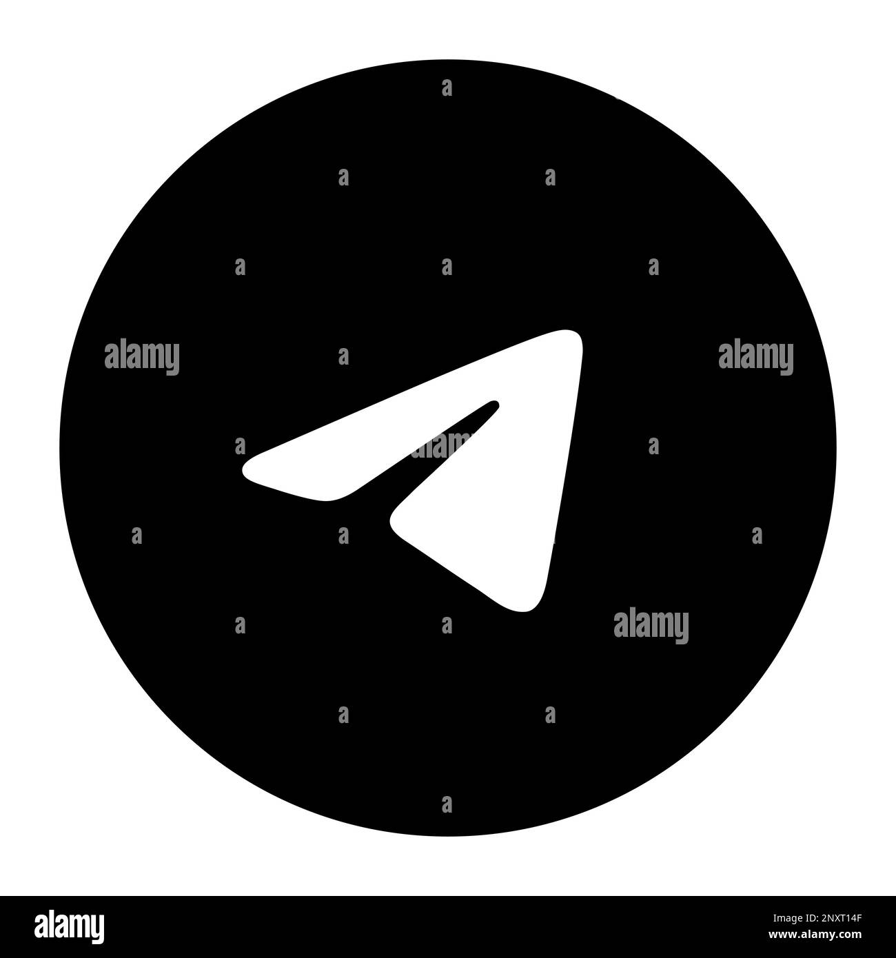 Telegram instant messaging app icon. Black silhouete circle shape ...