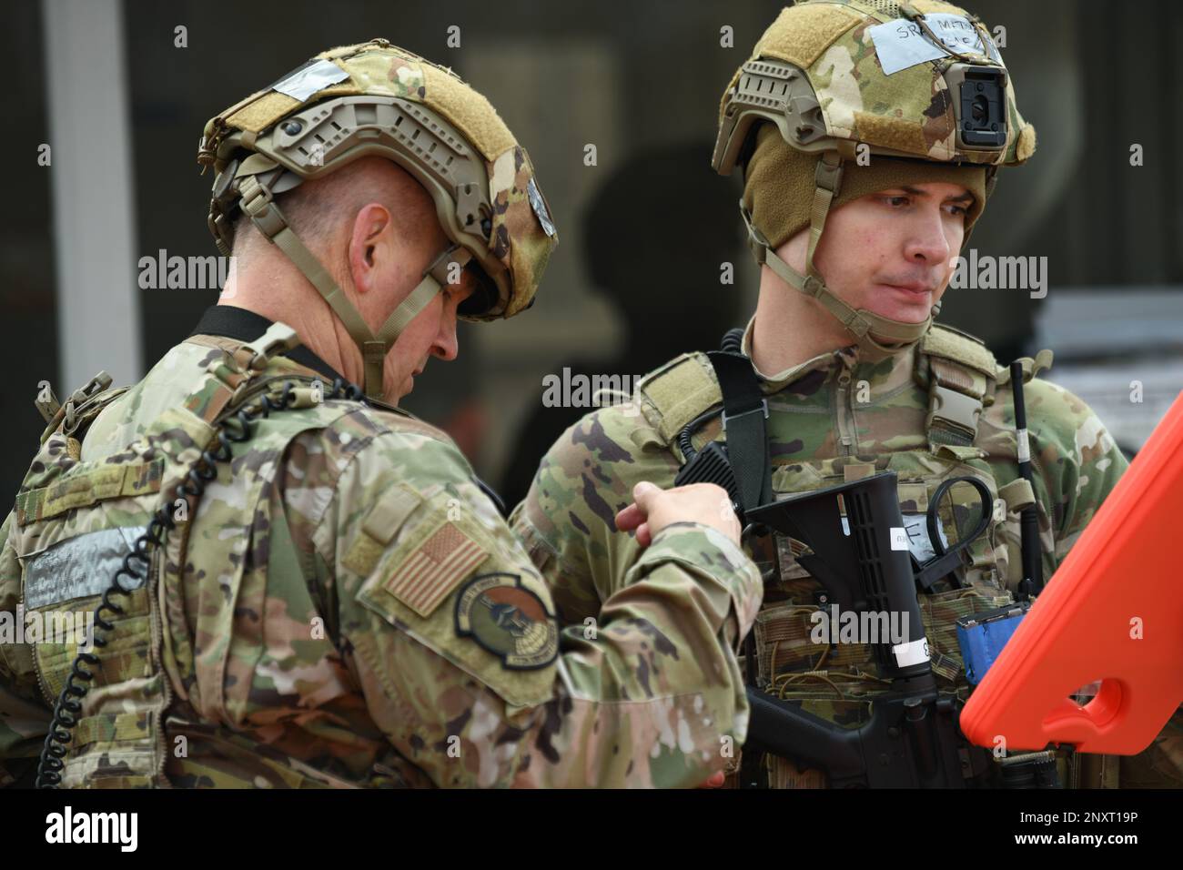 Airmen from the 172nd Security Forces Squadron participate in a large ...