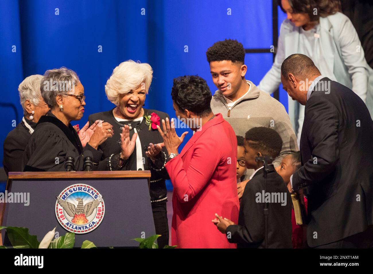 Keisha Lance-Bottoms joins her family in applause after she is sworn in ...