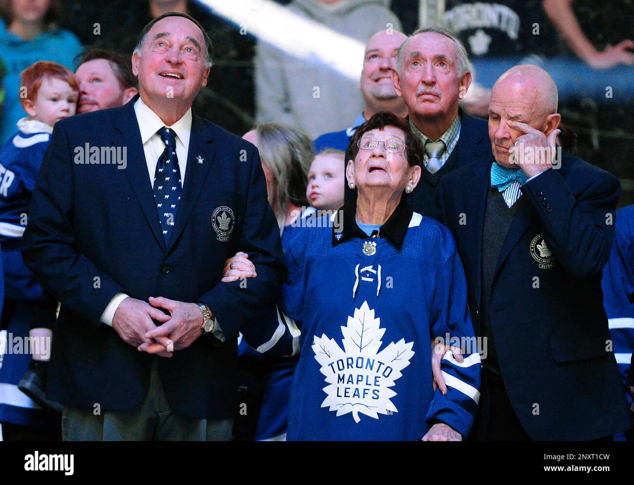 Nancy Bower, wife of the late NHL great Johnny Bower, watches a tribute ...