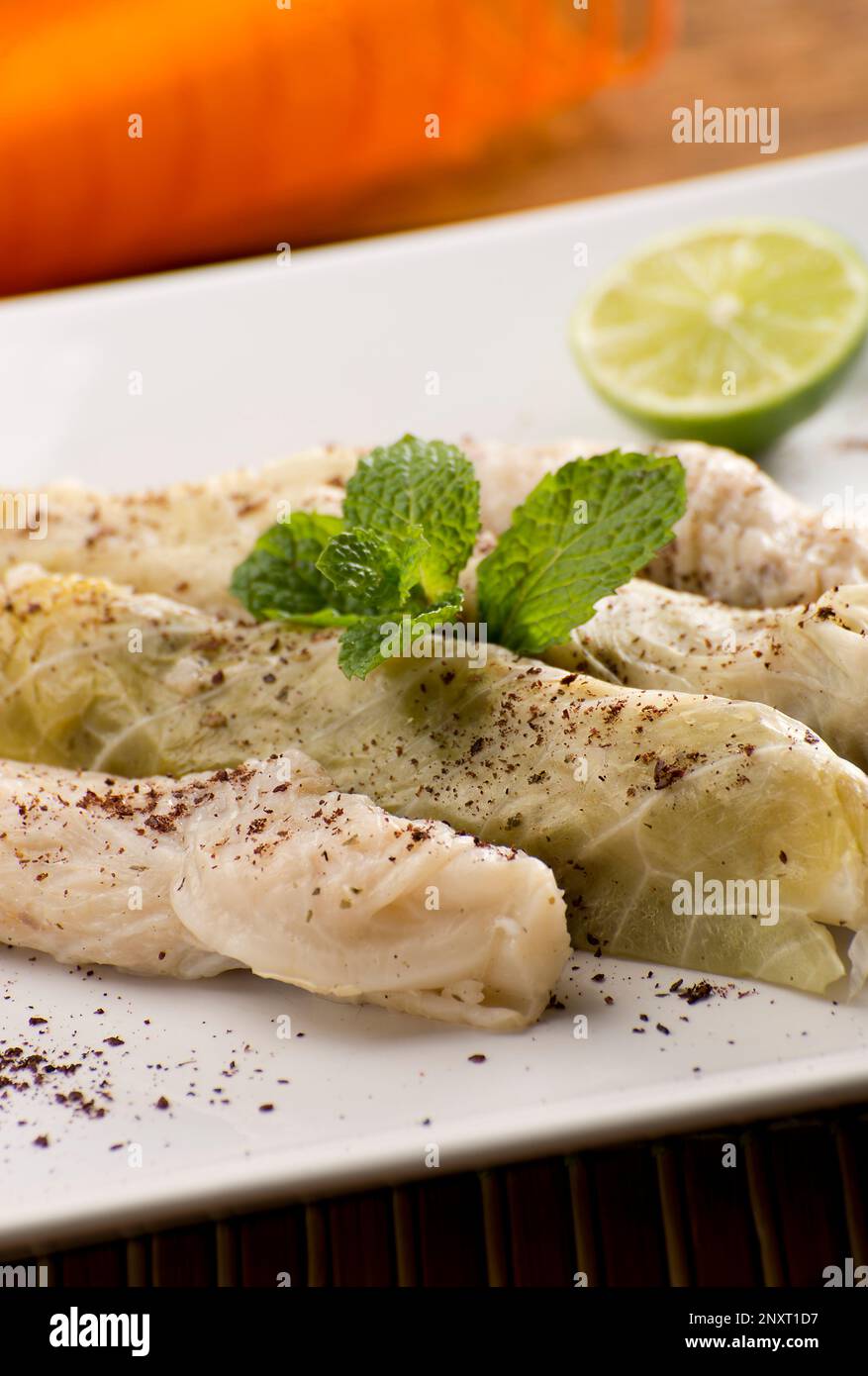 lebanese meat rolls arab food turkish Stock Photo - Alamy