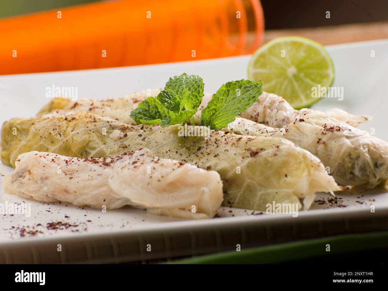 lebanese meat rolls arab food turkish Stock Photo - Alamy