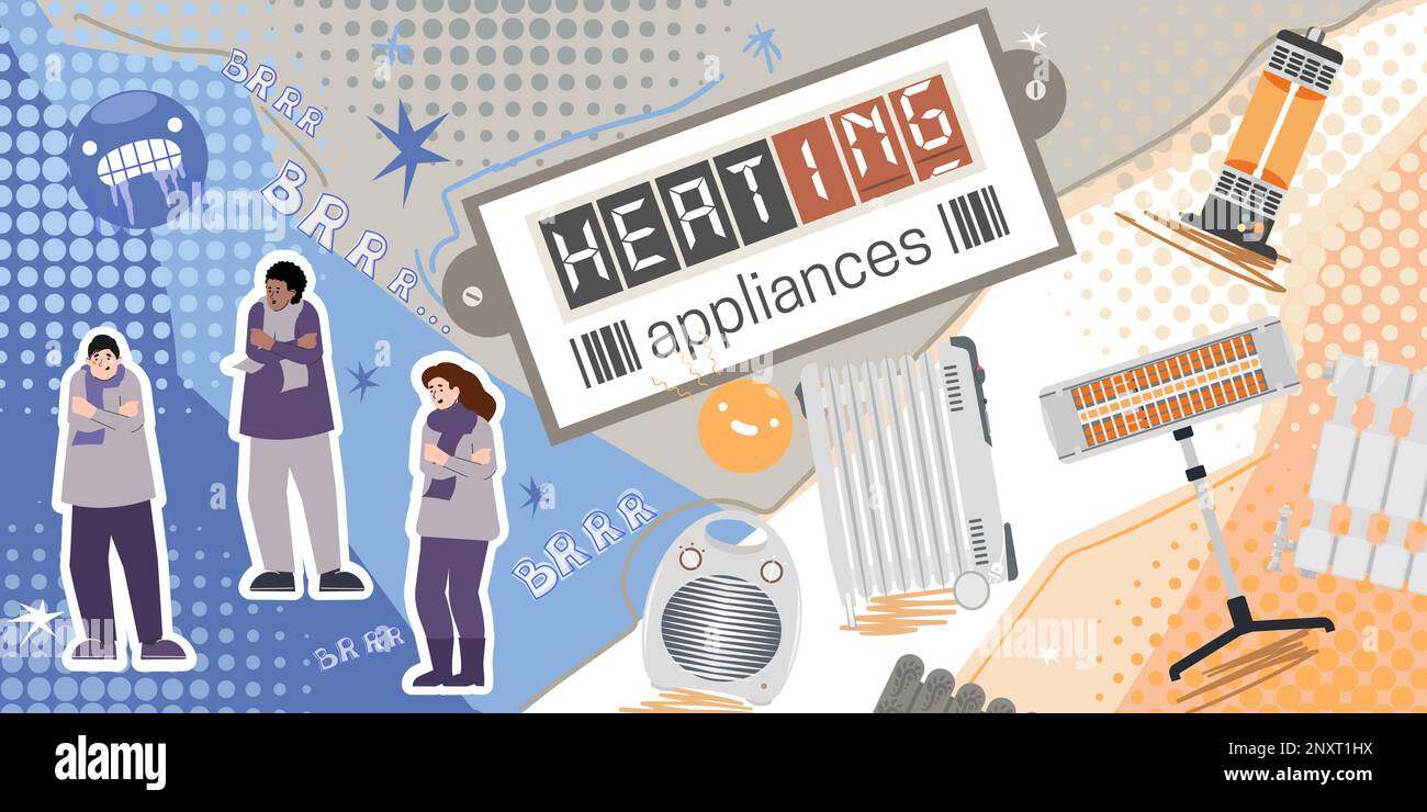 Heating appliances flat composition with collage of heater units ...