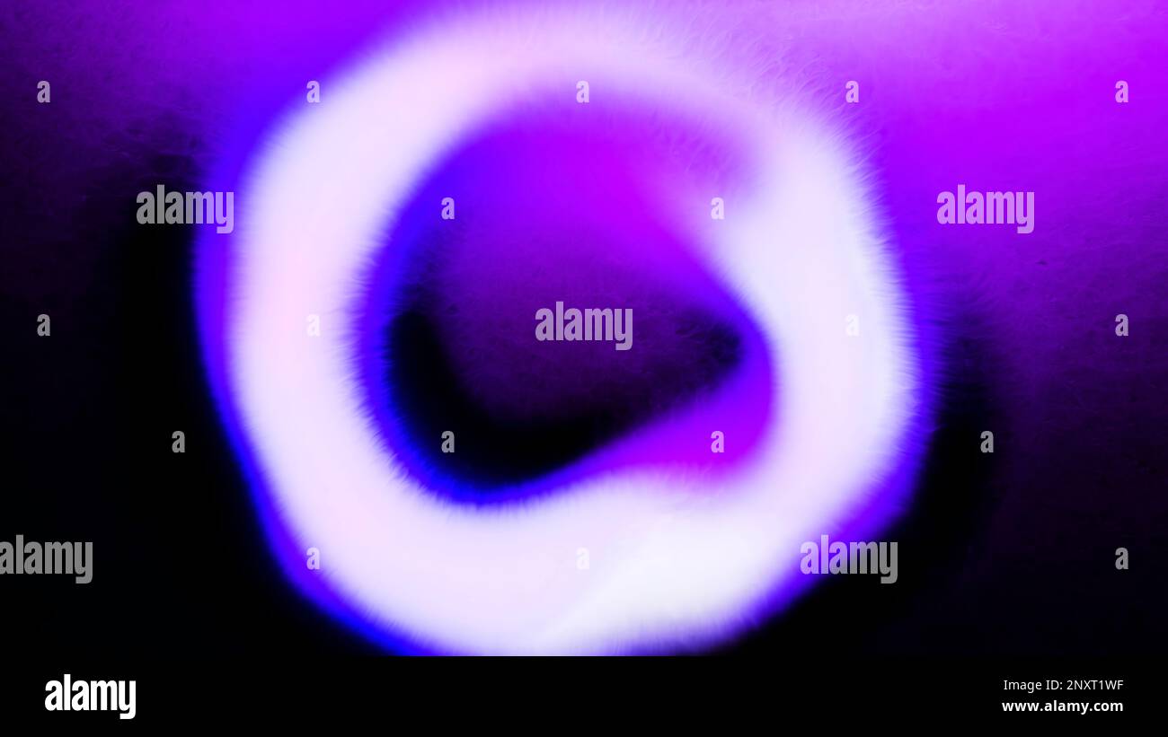 Dark background with a laser ring. Motion. Green and purple lines of ...