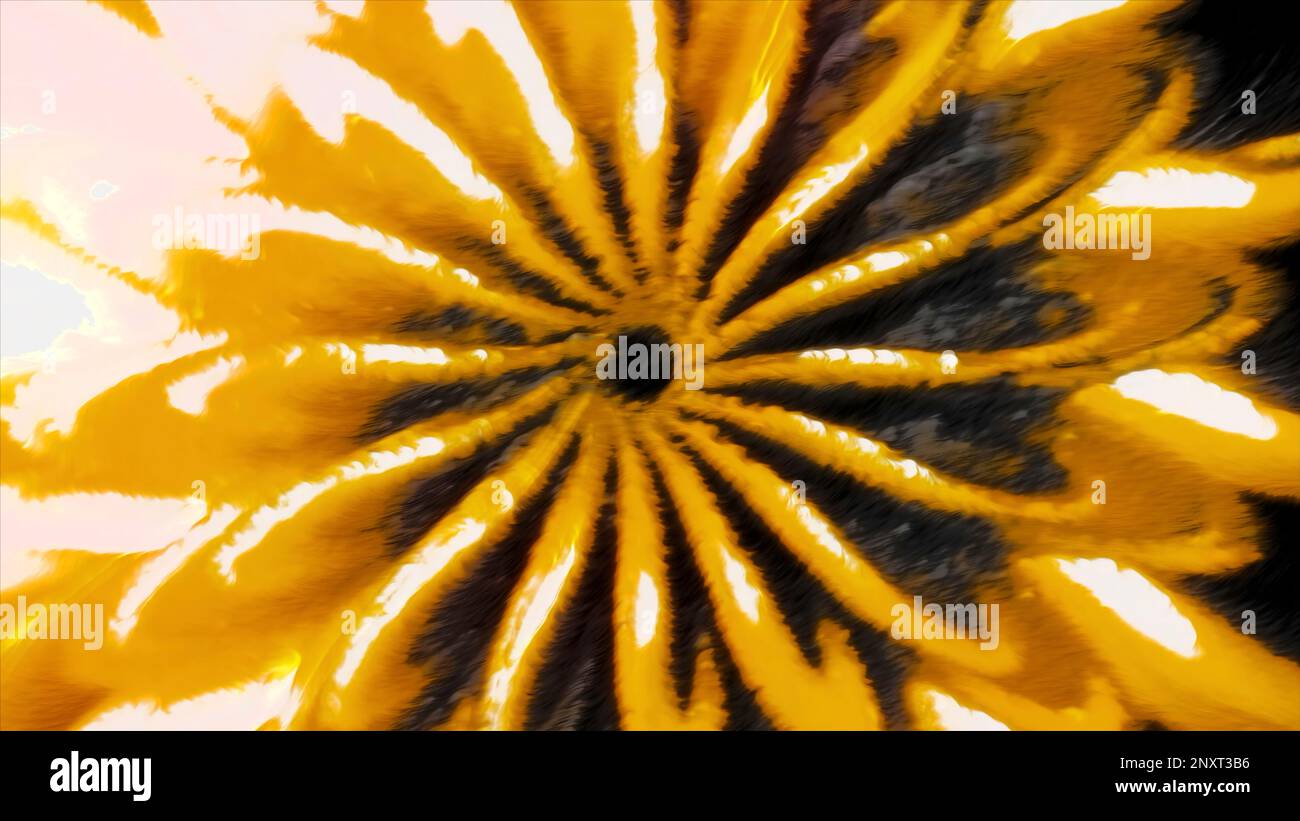 Green and yellow long spring. Motion. A twisted ribbon with a bright ...