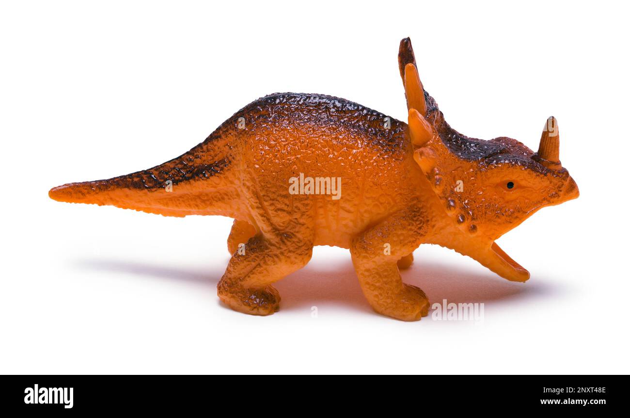 Orange Dinosaur Toy Side View Cut Out on White Stock Photo - Alamy