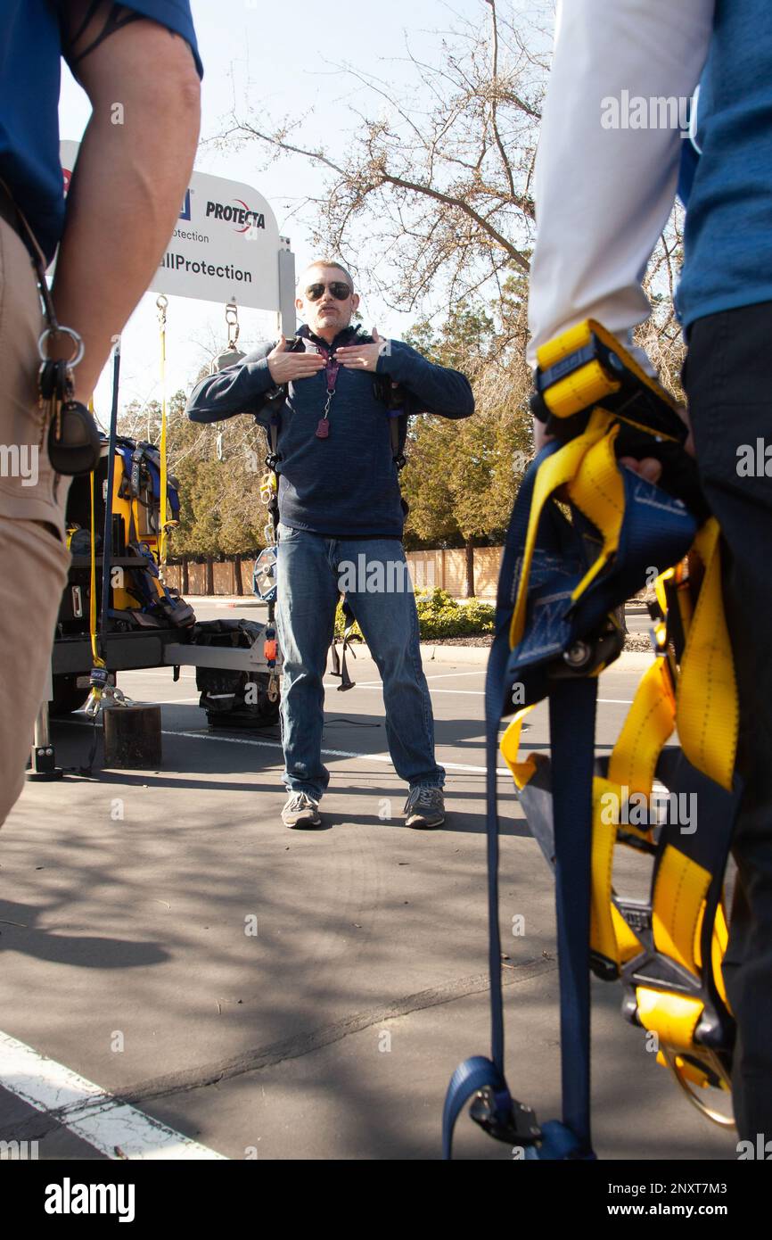 Marc Ipsen, a 3M Company fall protection specialist, uses a “drop truck ...