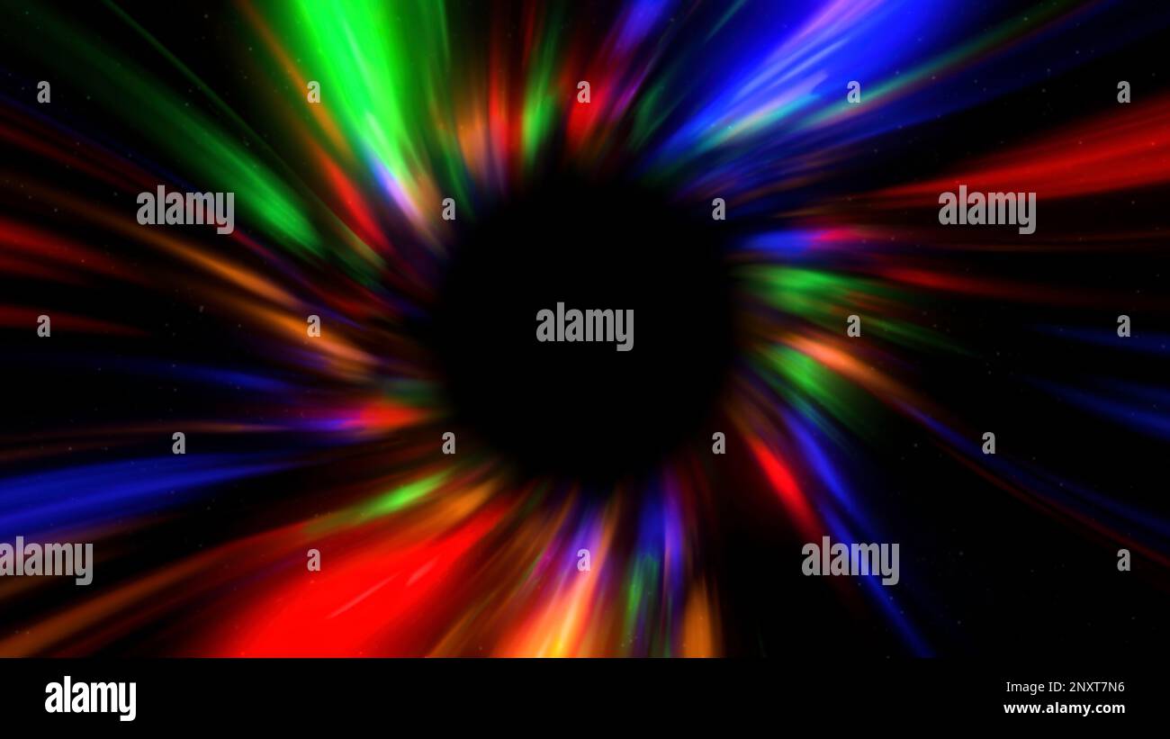 Multicolored portal. Motion.A black sky with a bright portal appearing ...