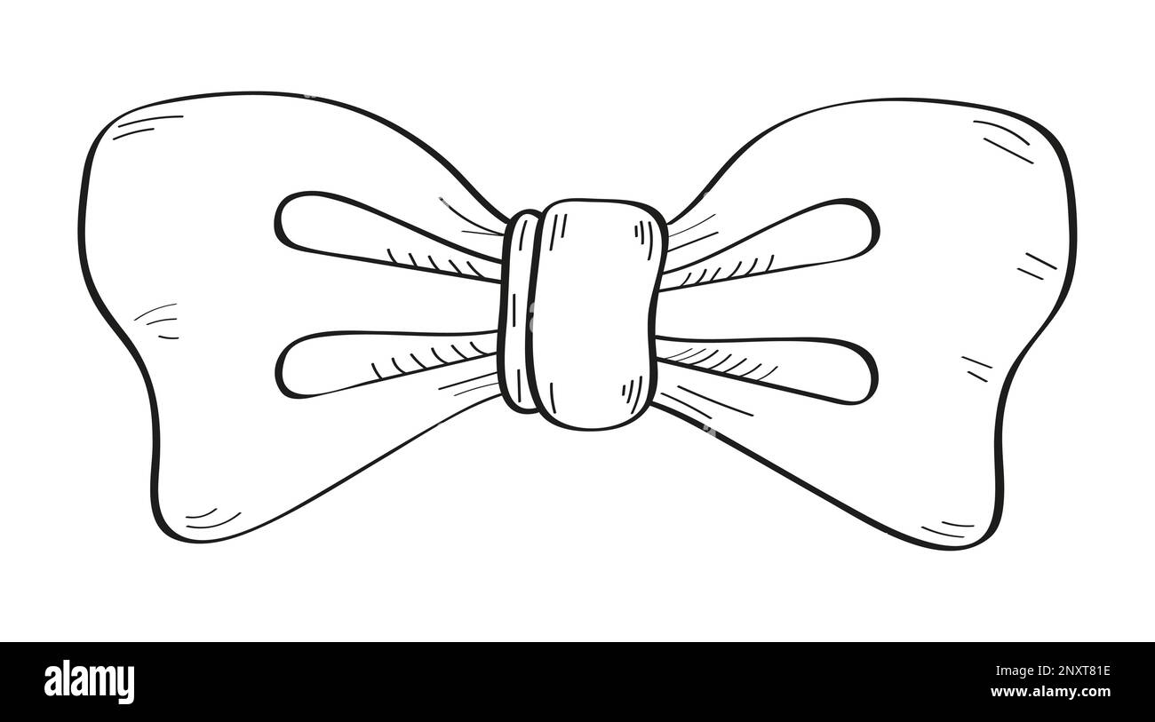 Tie bow vector illustration in doodle style. Vinage neck bow for ...