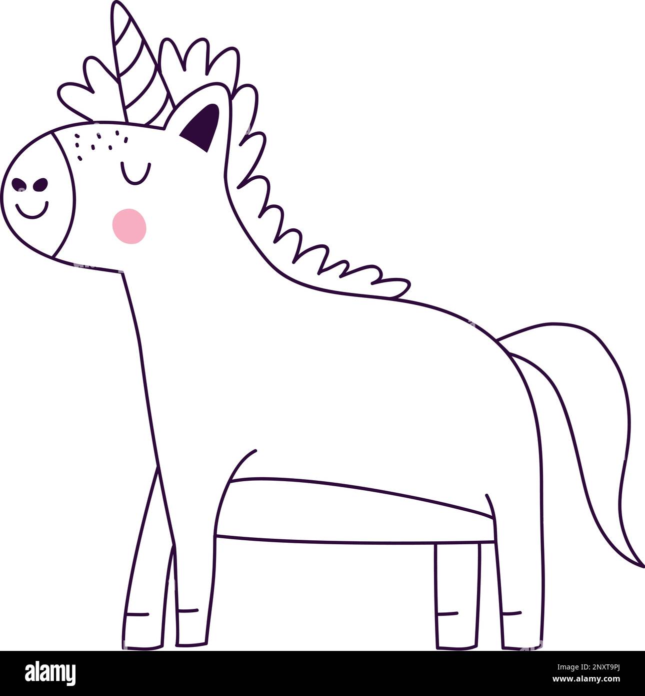 cute colorless unicorn Stock Vector Image & Art - Alamy