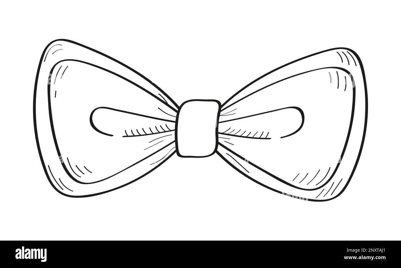 Tie bow vector illustration in doodle style. Vinage neck bow for ...