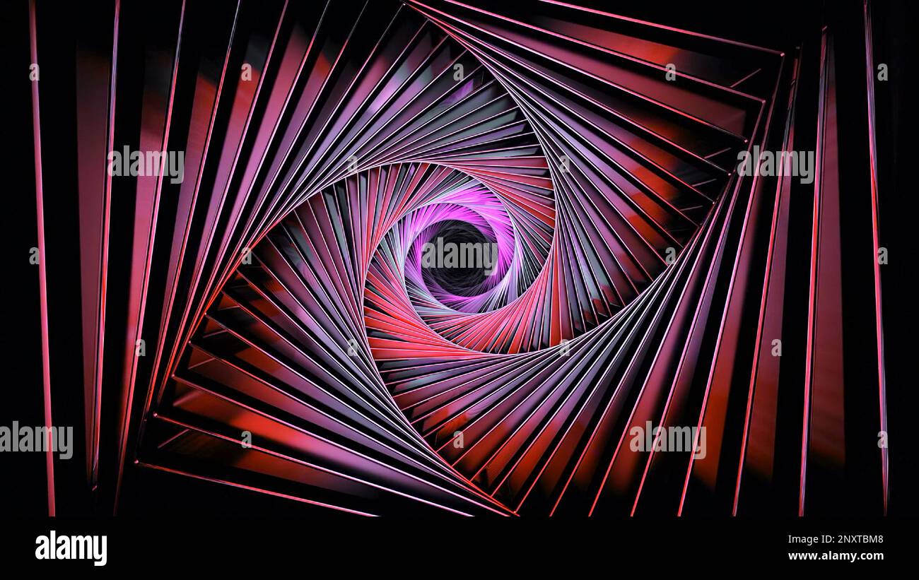 Swirling 3d tunnel of lines and changing light. Design. Spiral tunnel ...