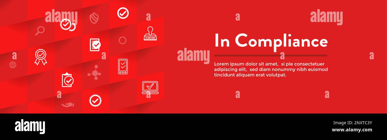 In Compliance web header banner with icon set showing a company passed ...