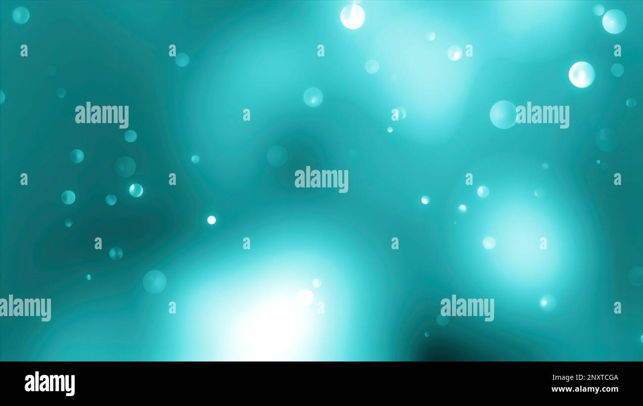 Turquoise background. Motion.Transparent light bubbles that quickly ...