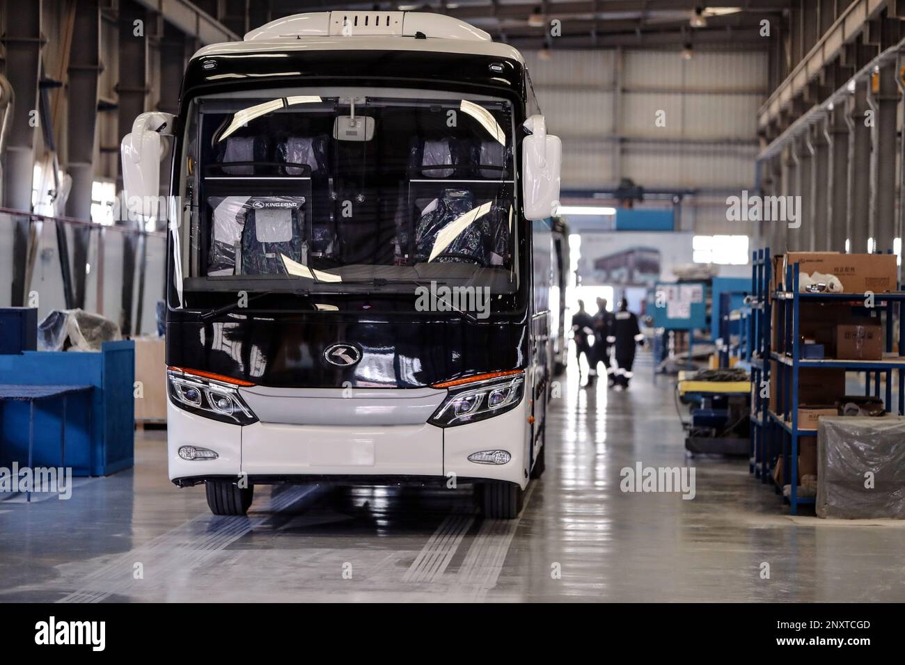 Suez, Egypt. 1st Mar, 2023. Photo taken on Feb. 28, 2023 shows a bus at ...