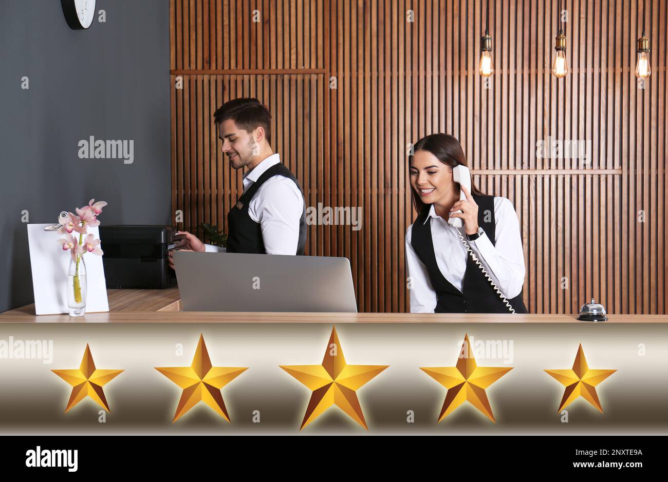 Man working hotel room desk hi-res stock photography and images - Alamy