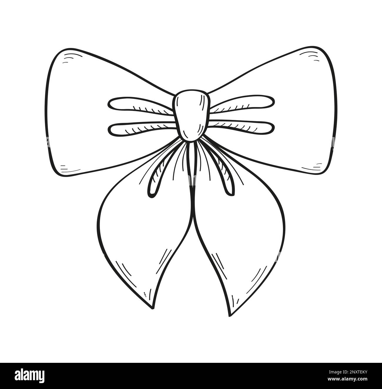 Tie bow vector illustration in doodle style. Vinage neck bow for ...