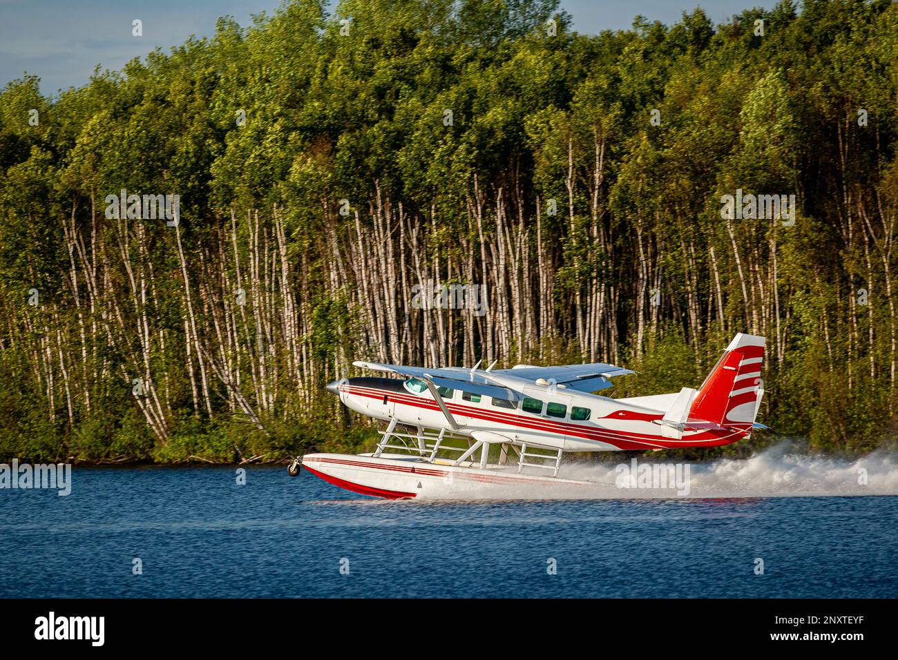 Stock Image of unidentified Float Plane taking off from Ontario Lake ...
