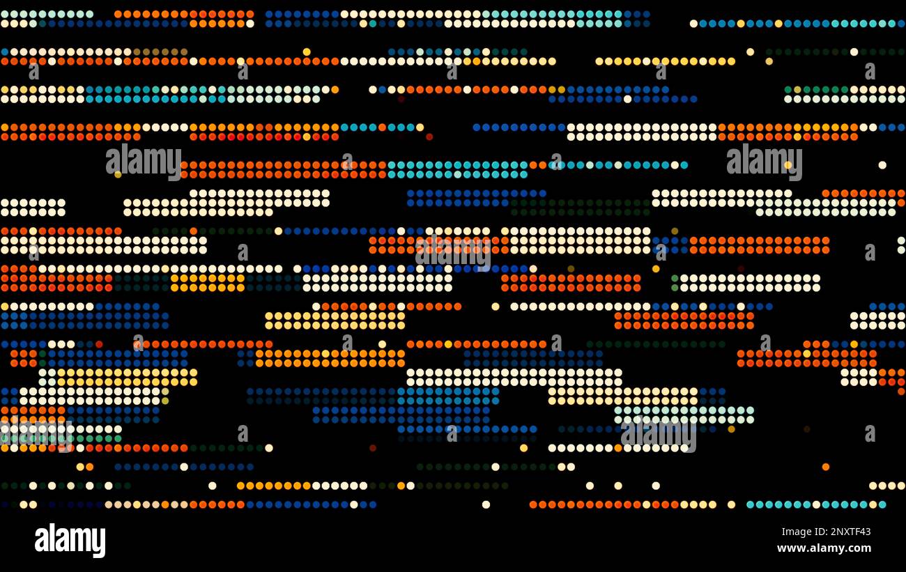 Black background. Motion. Small multicolored circles in animation ...