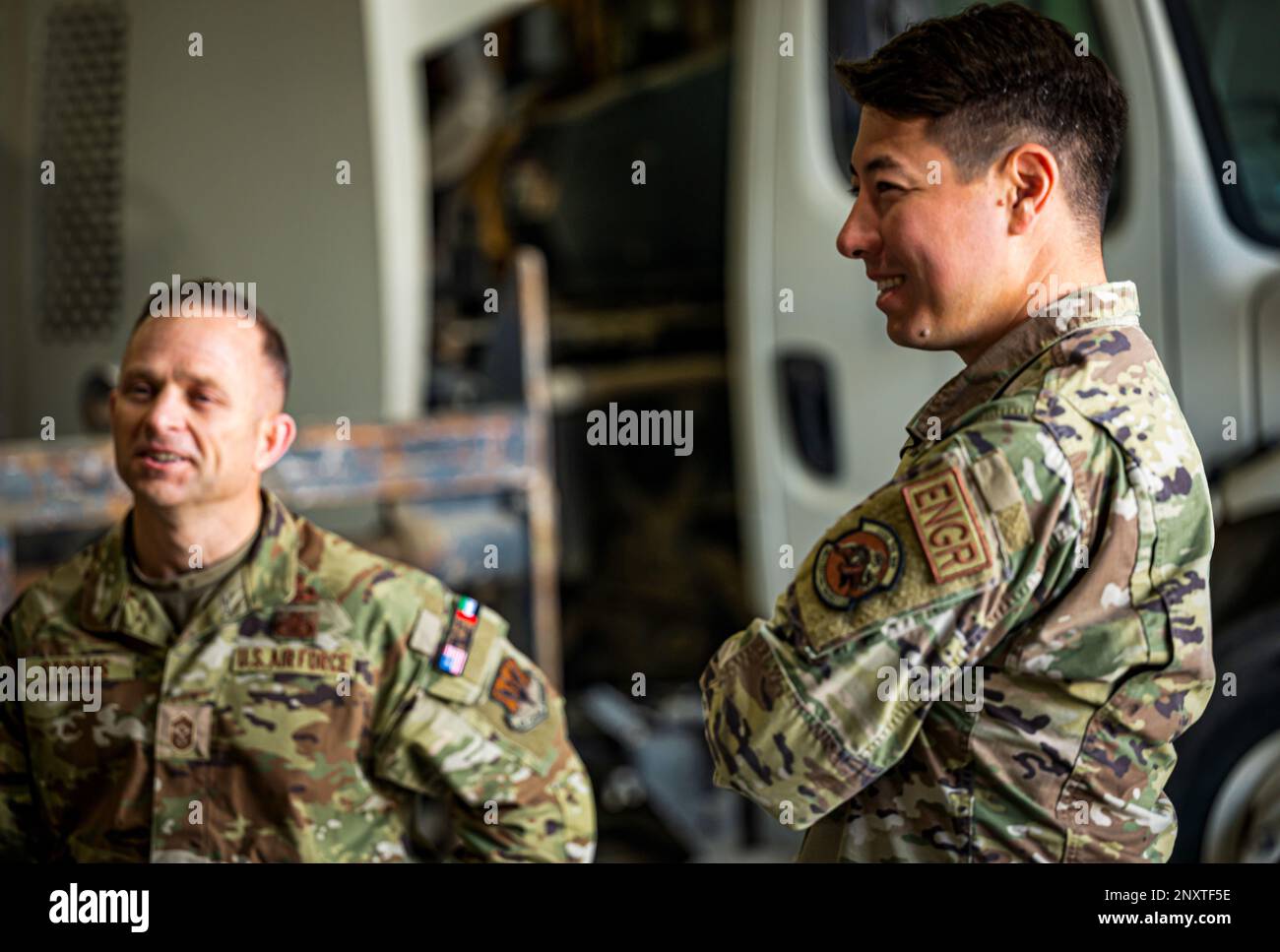 Command Chief Master Sgt. John Storms, Air Combat Command, and Lt. Col ...