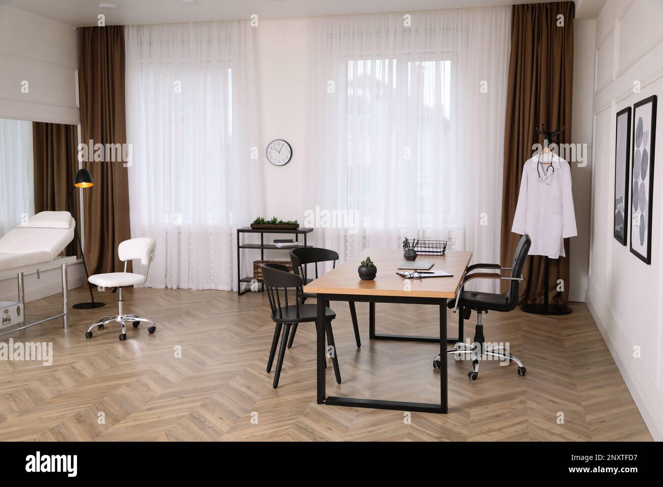 Modern medical office interior with doctor's workplace and chairs Stock ...