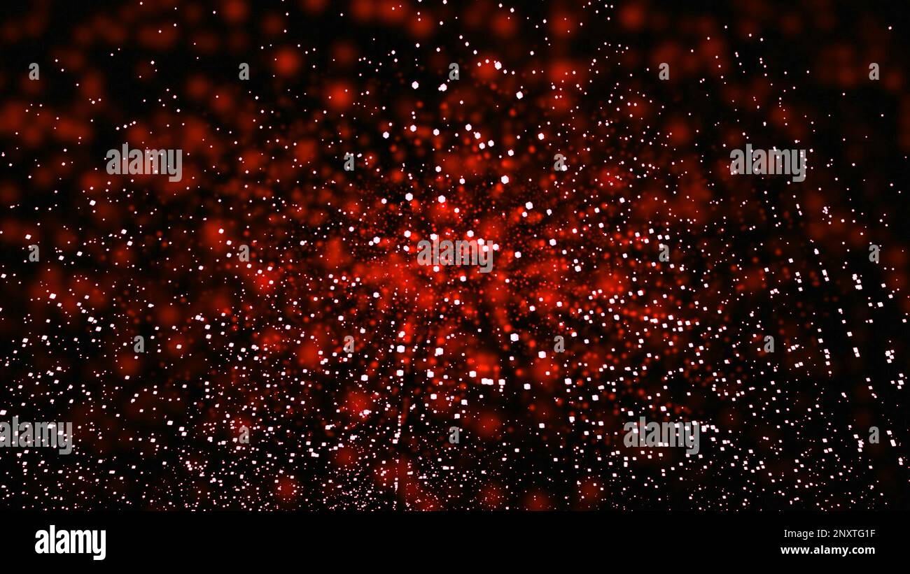 Hypnotic particle flows with light effect. Design. Luminous particles ...