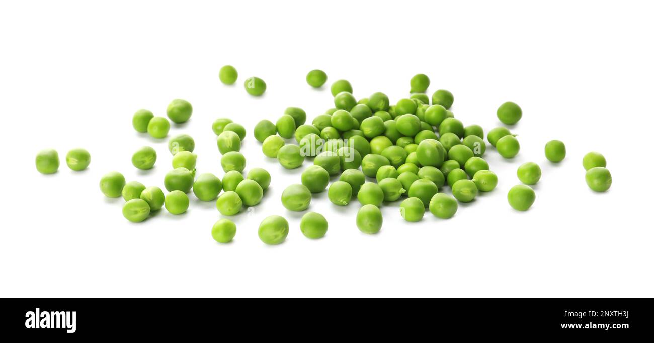 Fresh raw green peas on white background Stock Photo - Alamy