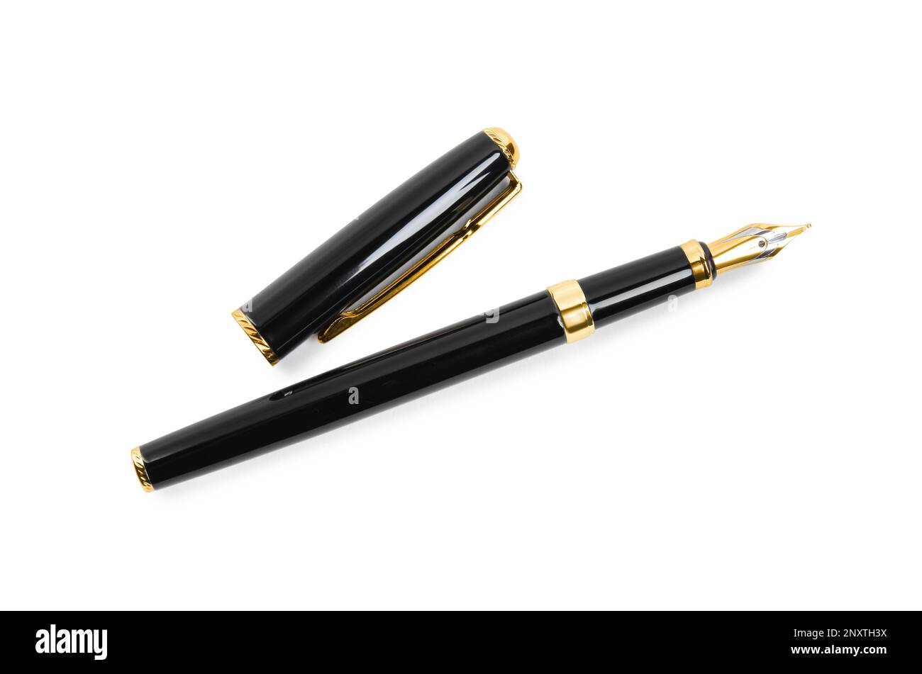 Beautiful fountain pen isolated on white, top view Stock Photo - Alamy