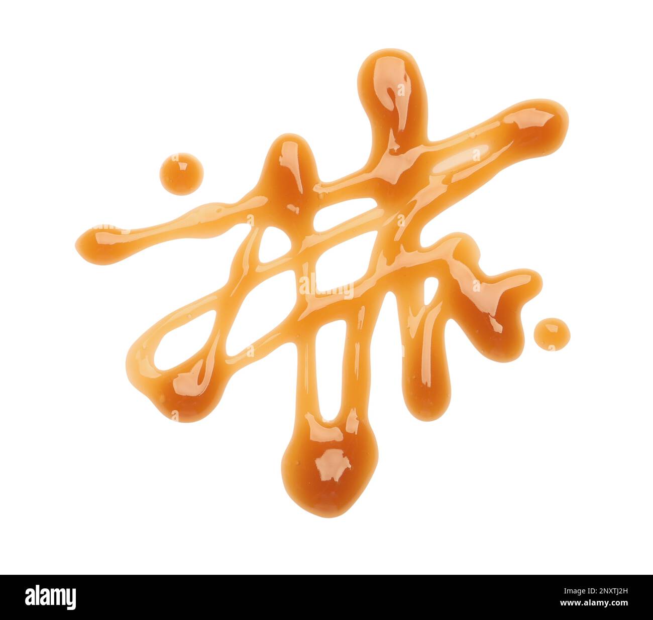 Stroke of sweet caramel sauce isolated on white, top view Stock Photo ...