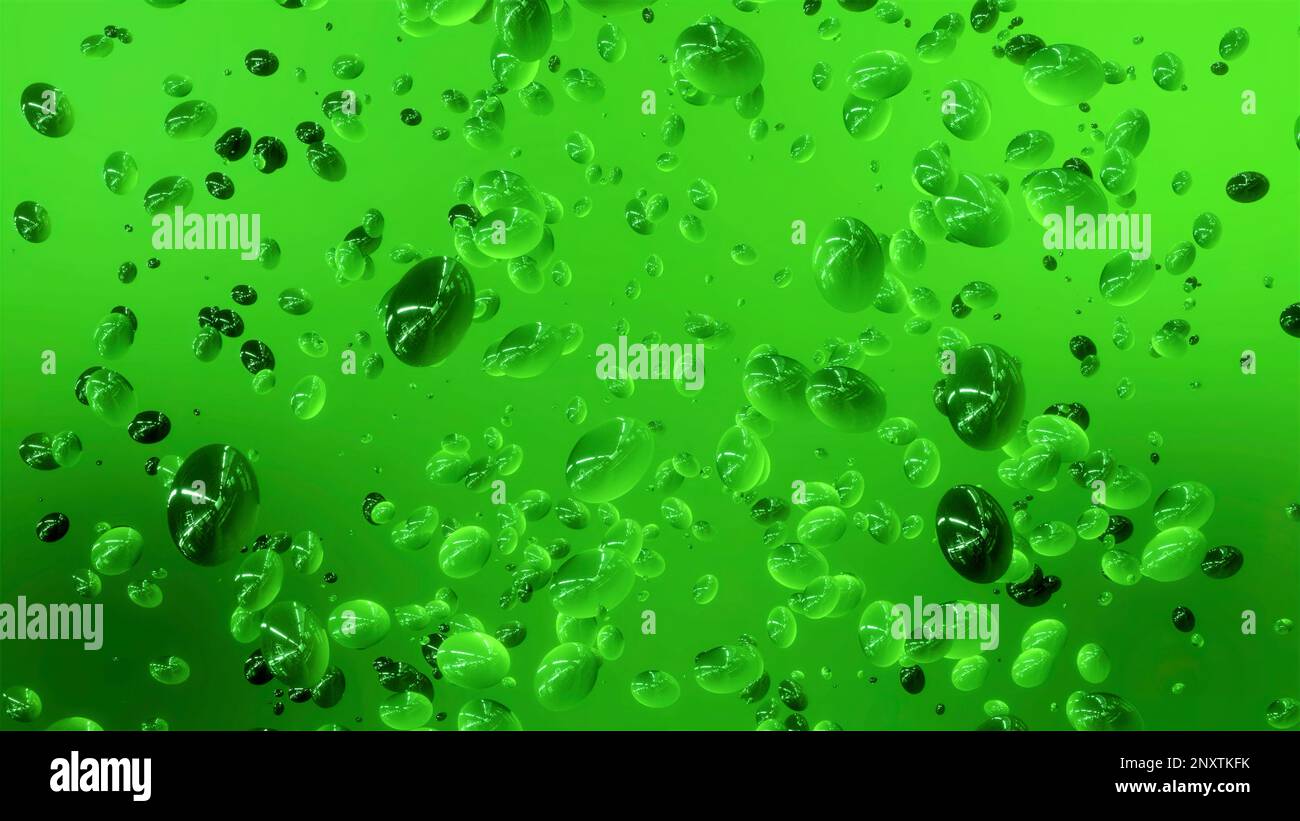 Green animation. Motion.Colorful animation with drops that spread in ...