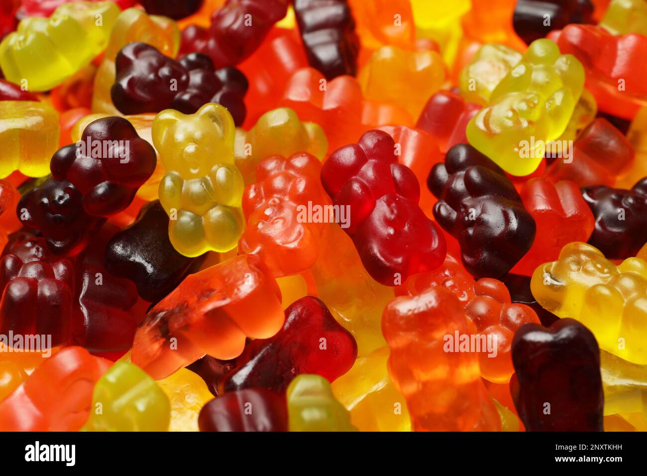 Delicious gummy bear candies as background, closeup Stock Photo - Alamy