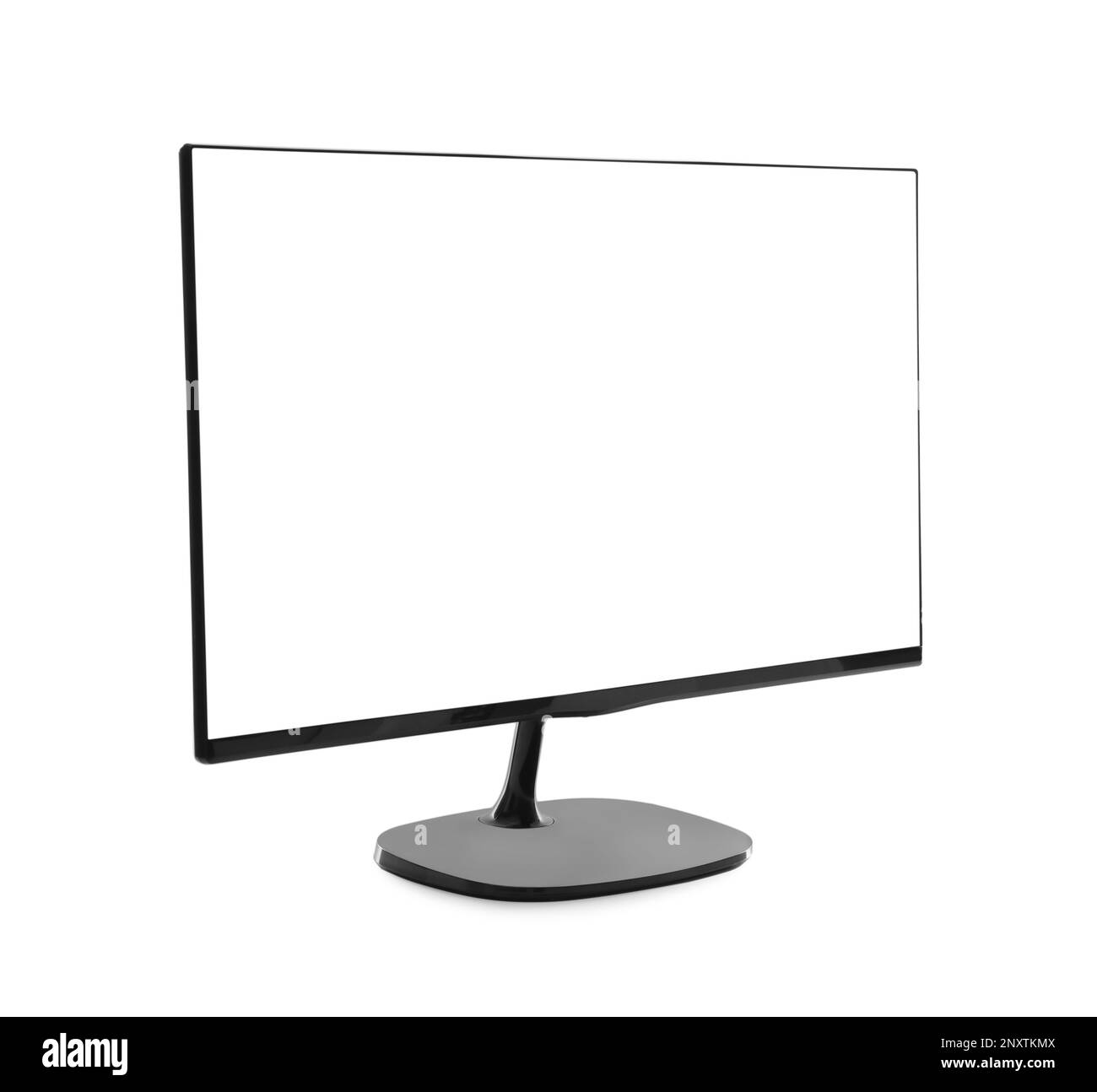 Modern computer monitor with black screen isolated on white Stock Photo ...
