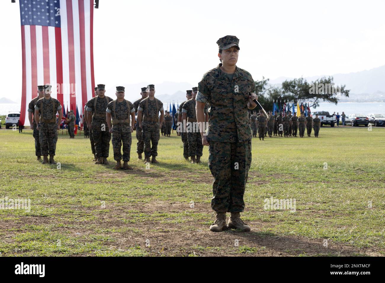U.S. Marine Corps Sgt. Maj. Yohana Contreras, offgoing sergeant major ...