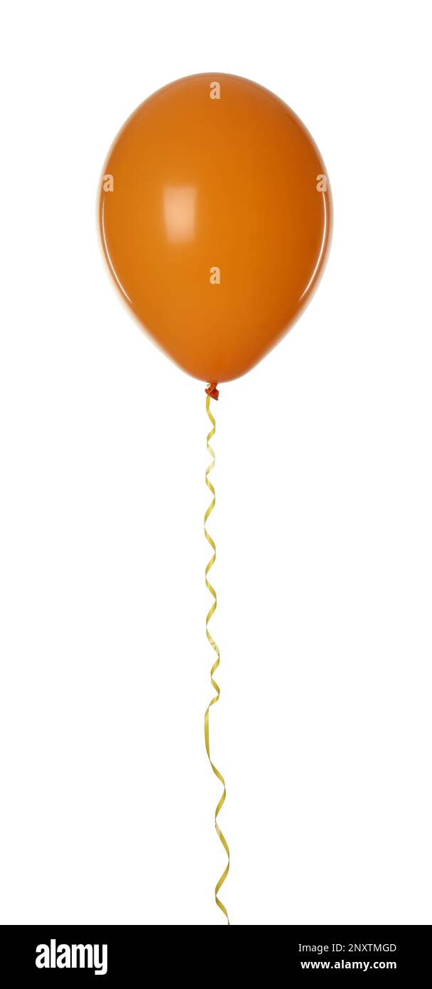 Orange balloon with ribbon isolated on white Stock Photo - Alamy
