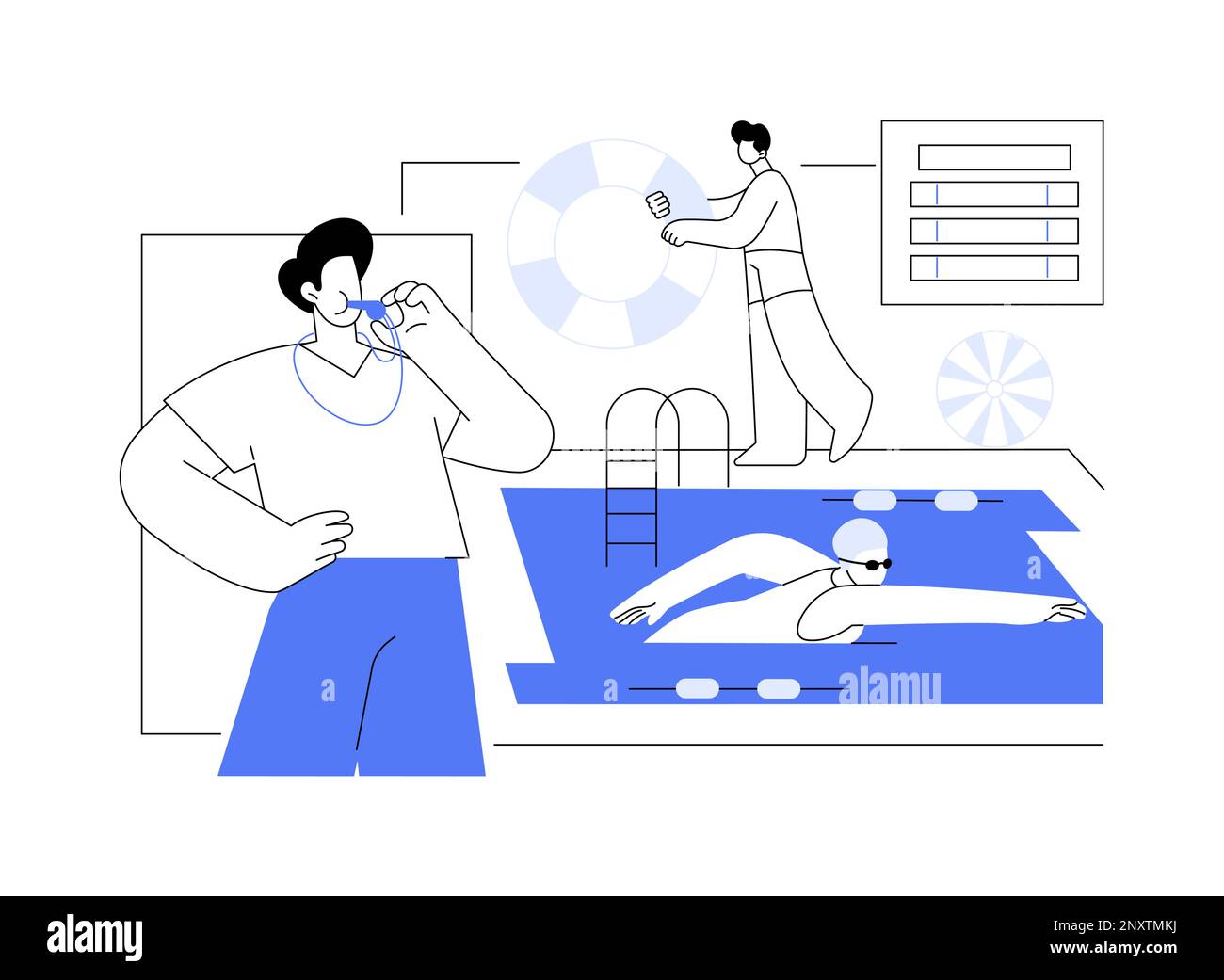 Swimming and lifesaving classes abstract concept vector illustration ...