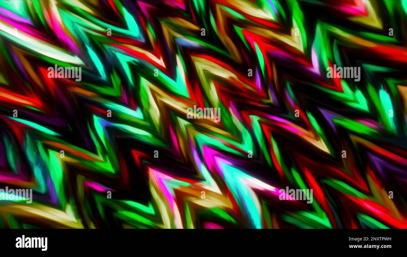 Bright twisting triangular figures . Motion. Black background with ...