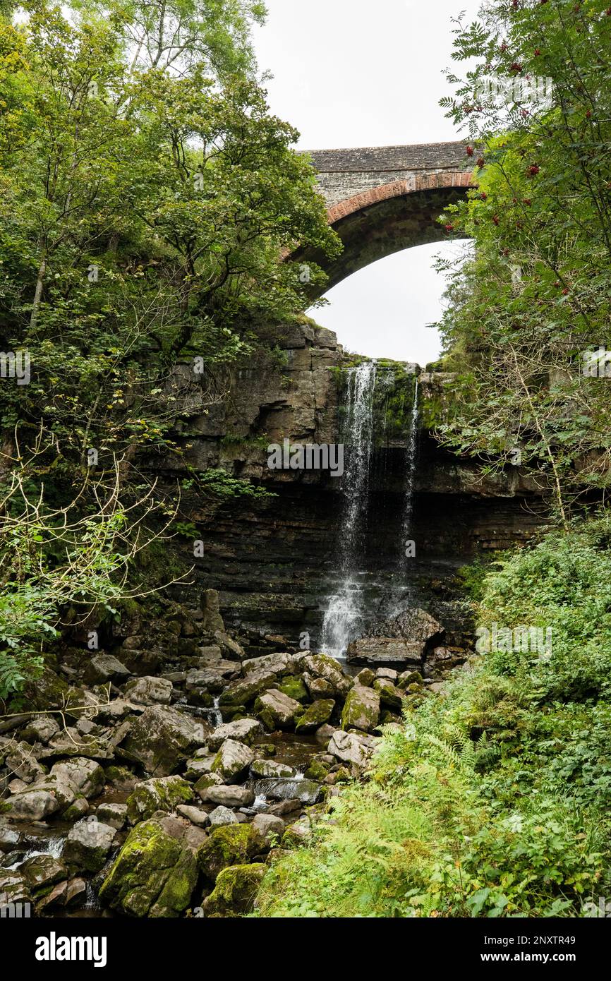 Waterfall at on Ash Gill, a tributary of the River South Tyne, at ...