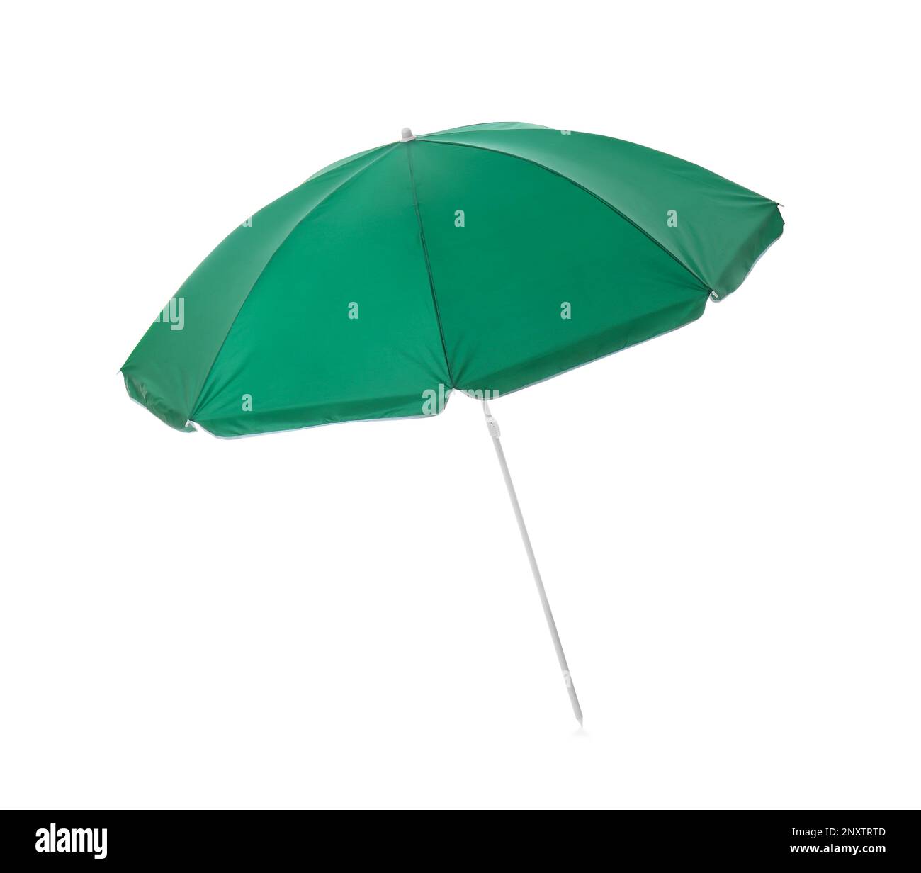 Open green beach umbrella isolated on white Stock Photo - Alamy