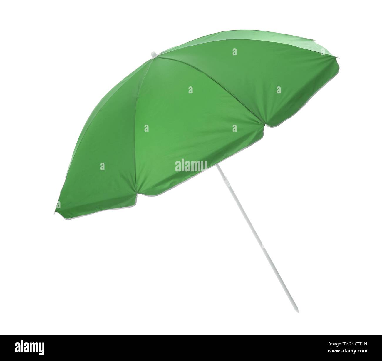 Open green beach umbrella isolated on white Stock Photo - Alamy