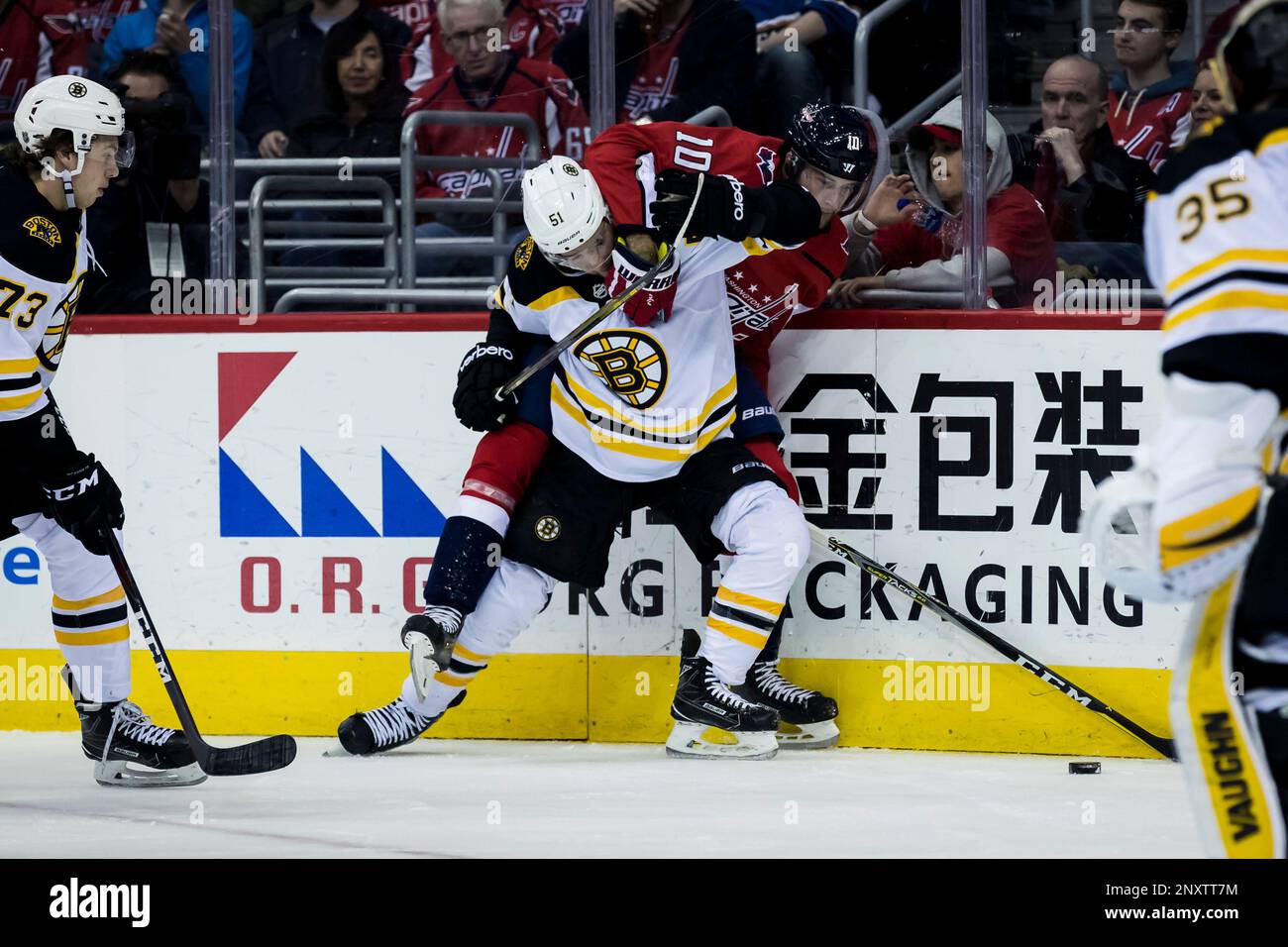 December 28, 2017: Boston Bruins center Ryan Spooner (51) checks ...