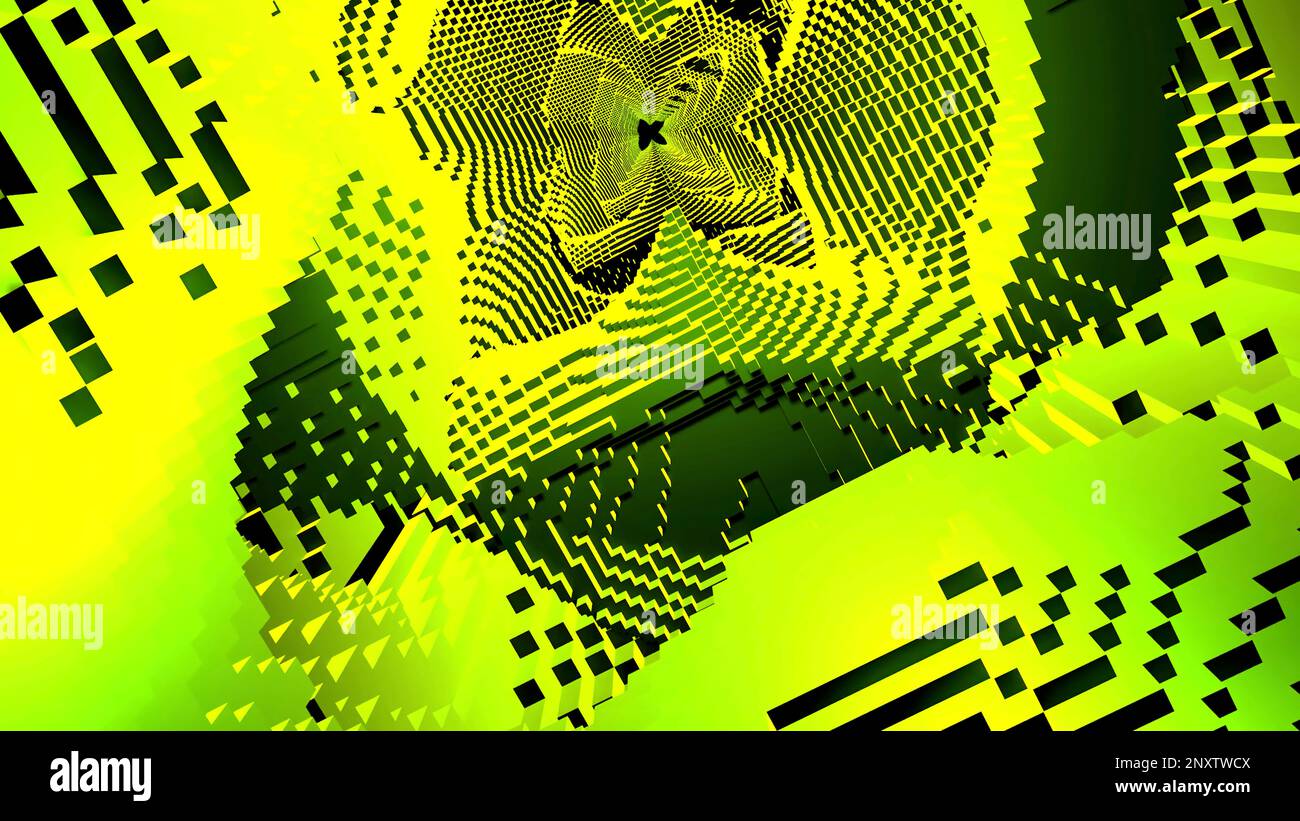 Fractal abstract spinning tunnel. Design. Rotating space of 3d bricks ...