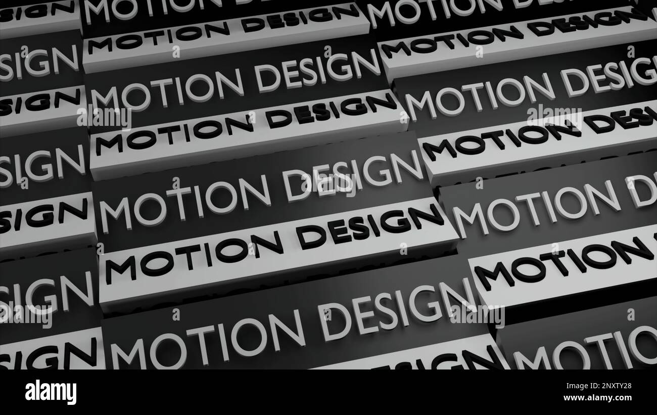 Motion design words written on black and white rotating tablets. Design ...