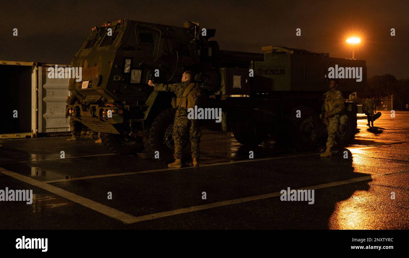 U.S. Marines with 3rd Battalion, 12th Marines prepare an M142 High ...