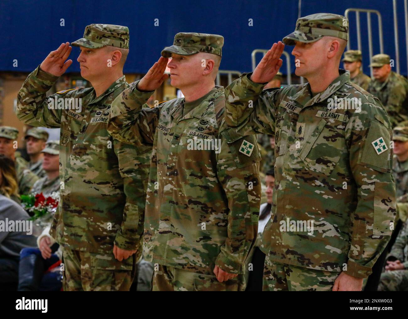 Command Sgt. Maj. Kenneth Chaney (left), outgoing senior enlisted ...