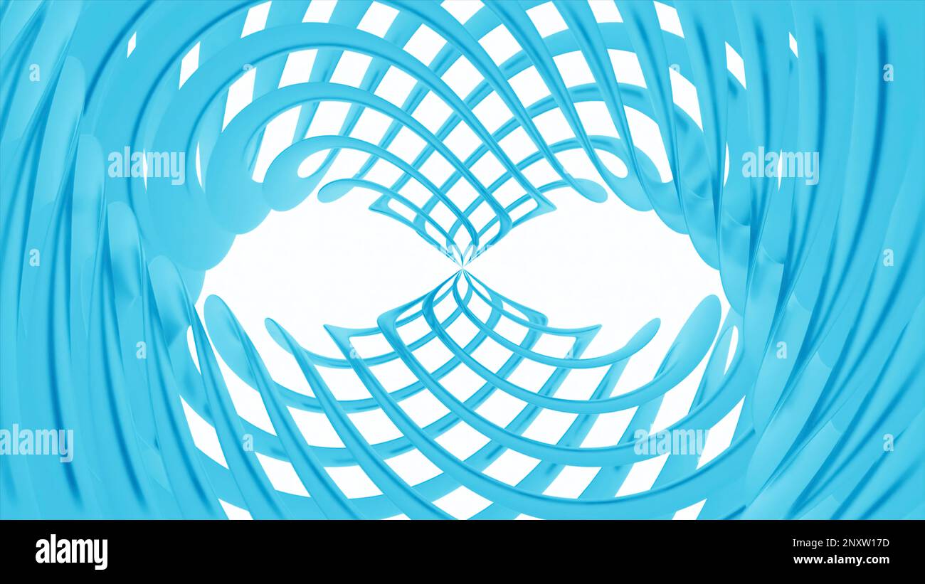 Abstract hypnotic background of crossed rings creating optical illusion. Design. Light blue ...