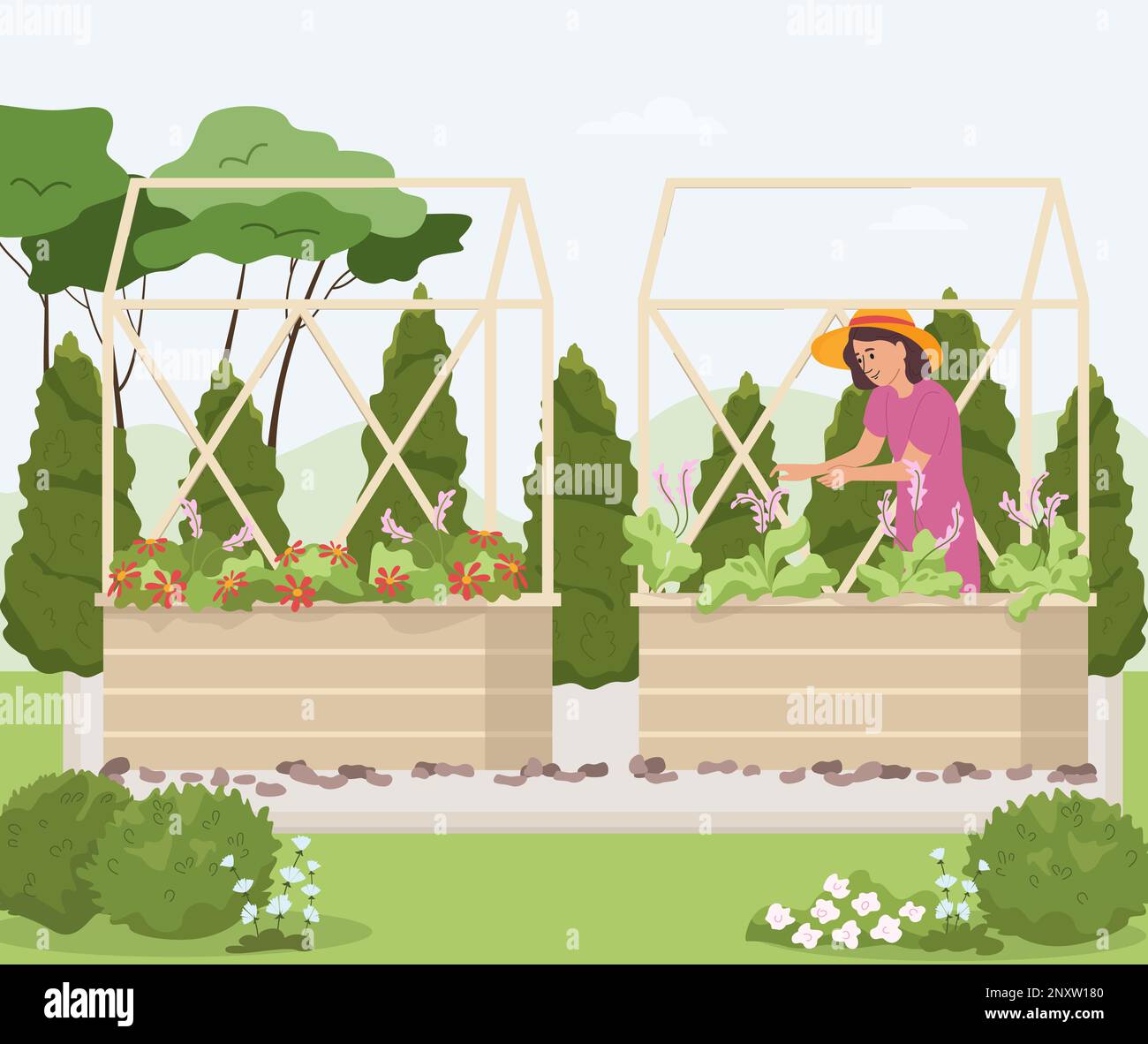 Planting flower beds Stock Vector Images - Alamy